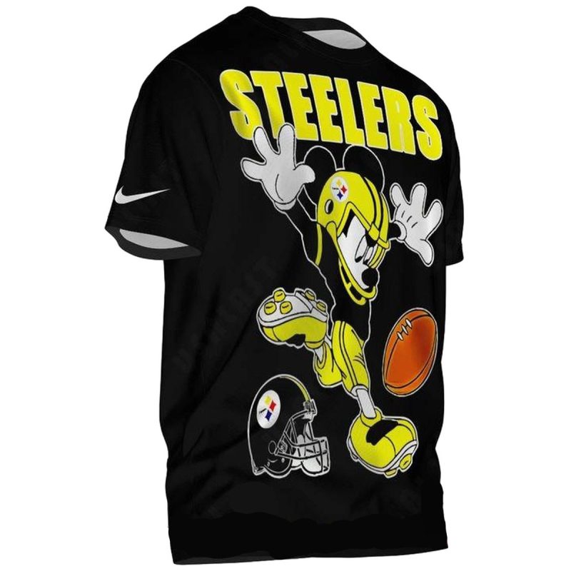 Pittsburgh Steelers Logo And Mickey Mouse Player Black AOP T-Shirt ...
